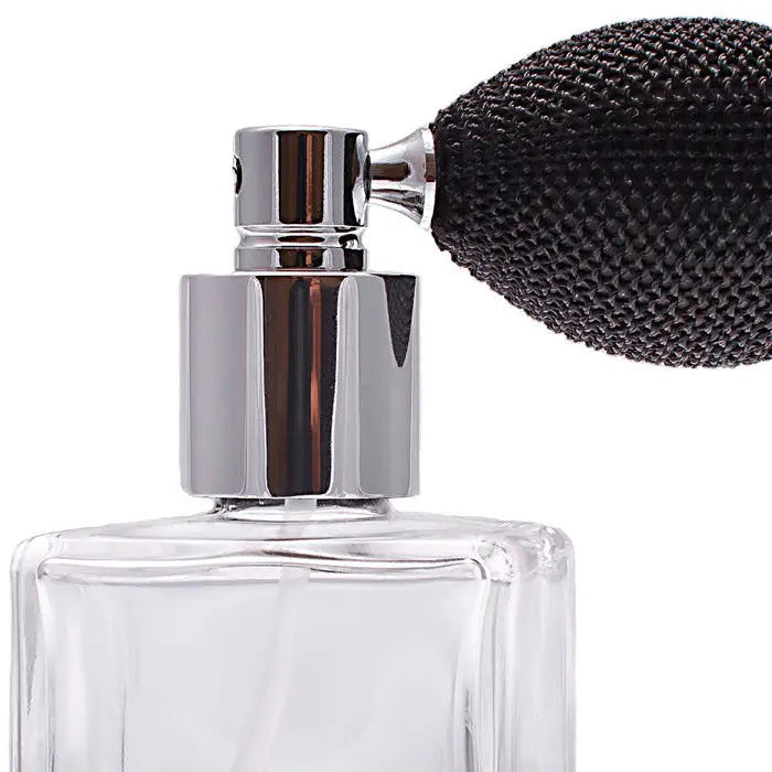 Clear Glass Square Fragrance Atomizer with Bulb Top - 50 ml Capacity ...