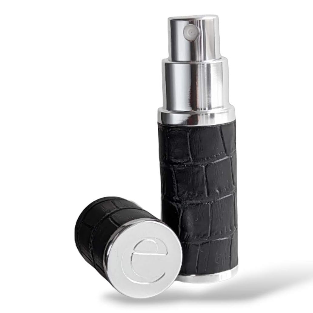 Black & Silver Faux Crocodile 8ml Perfume & Aftershave Travel Atomiser ...